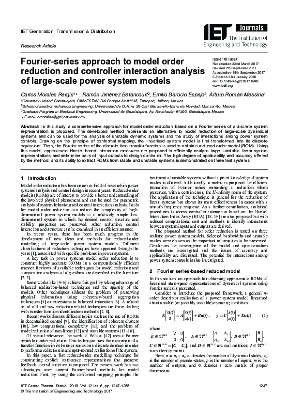 Pdf A Fourier Series Approach To Model Order Reduction And Controller