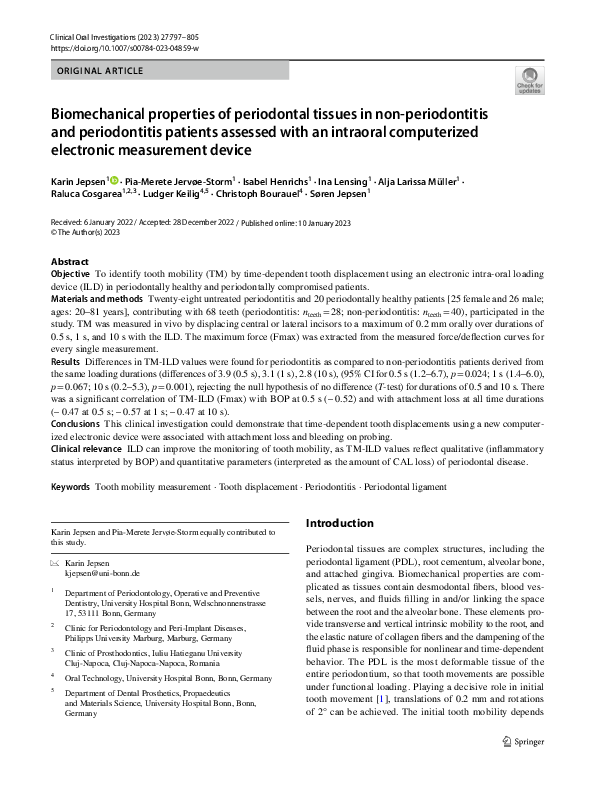 (PDF) Biomechanical properties of periodontal tissues in non ...