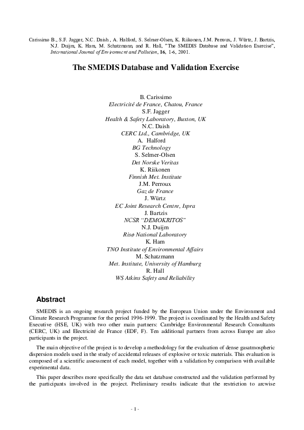 (PDF) The SMEDIS database and validation exercise | Ståle Selmer-Olsen - Academia.edu