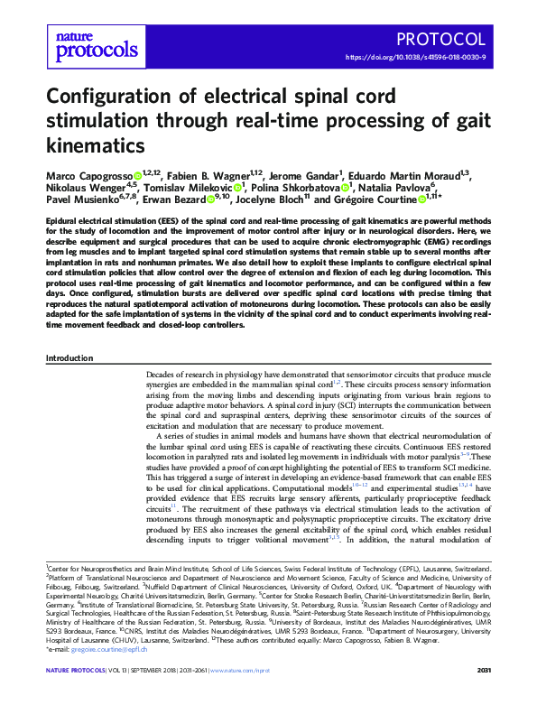 (PDF) Configuration of electrical spinal cord stimulation through real ...