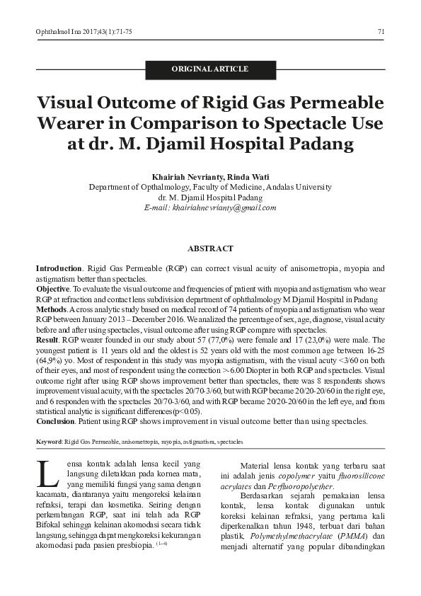 Comparison Of Ocular Aberrations In Three Types Of Rigid Gas Permeable ...