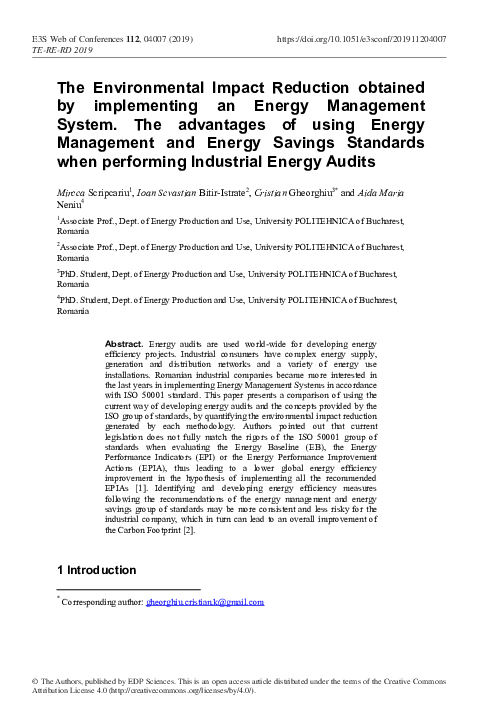 (PDF) The Environmental Impact Reduction obtained by implementing an Energy Management System ...