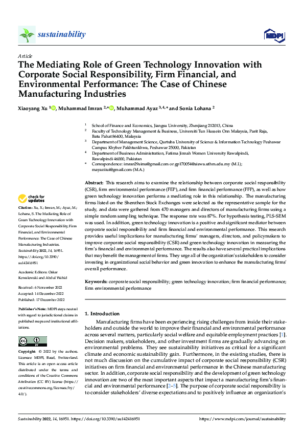 (PDF) The Mediating Role of Green Technology Innovation with Corporate Social Responsibility ...