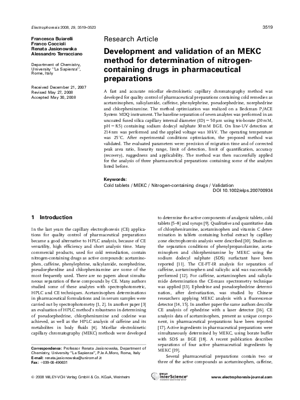 (PDF) Development and validation of an MEKC method for determination of ...