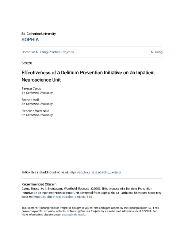 (PDF) Effectiveness of a Delirium Prevention Initiative on an Inpatient ...