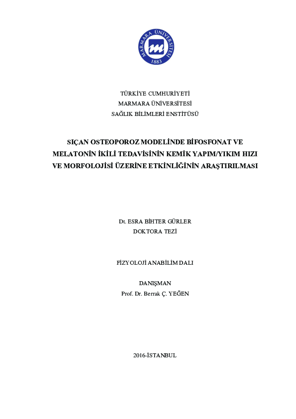 (PDF) Sıçan Osteoporoz Modelinde Bifosfonat ve Melatonin İkili ...