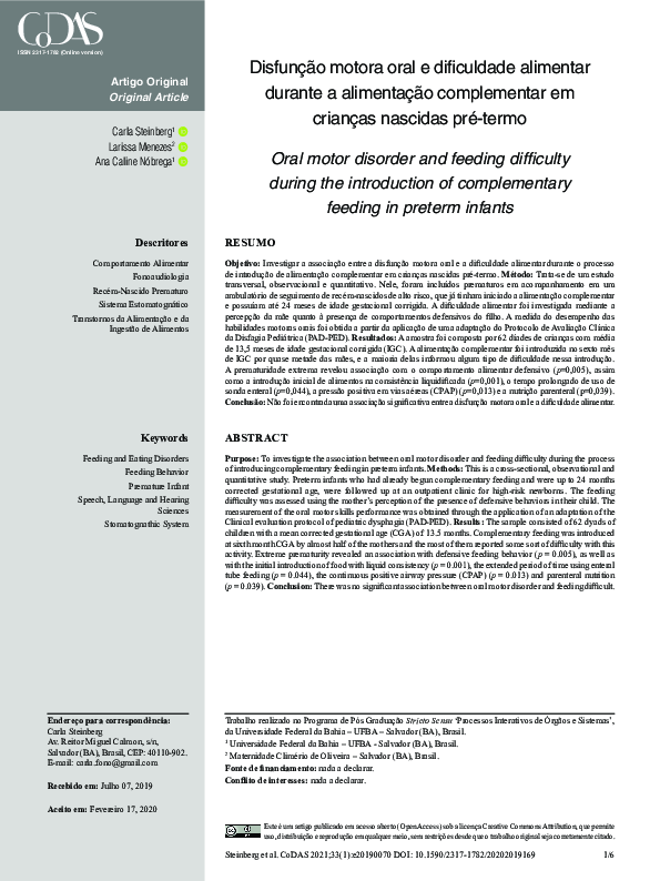 (PDF) Oral motor disorder and feeding difficulty during the ...