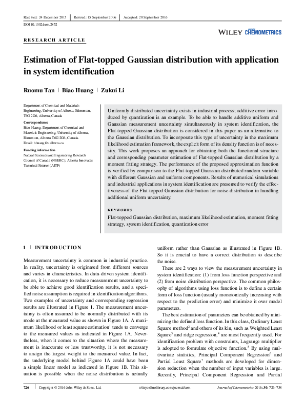 (PDF) Estimation of Flat-topped Gaussian distribution with application in system identification