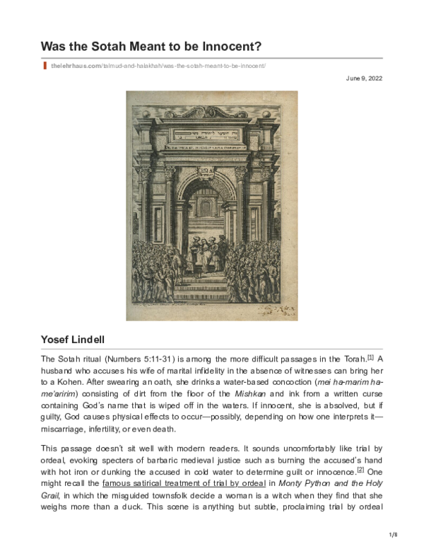 (PDF) Was the Sotah Meant to be Innocent?