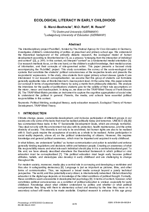 (PDF) Ecological Literacy in Early Childhood