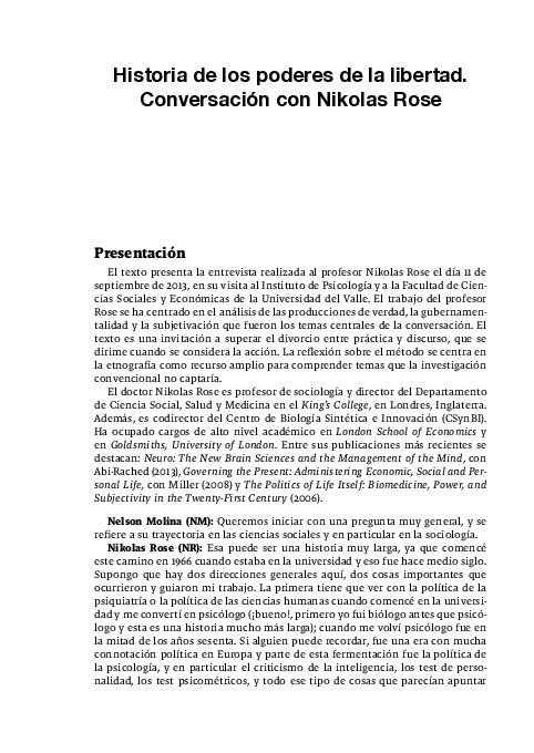 (PDF) Historia de los poderes de la libertad. Conversación con Nikolas Rose