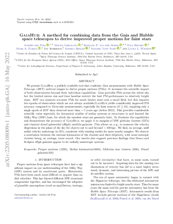 (PDF) GaiaHub: A Method for Combining Data from the Gaia and Hubble Space Telescopes to Derive ...