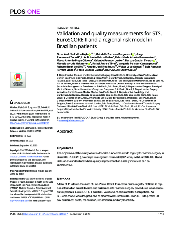 Validation and quality measurements for STS, EuroSCORE II and a ...