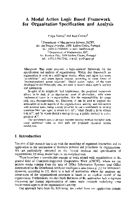 (PDF) A modal action logic based framework for organization ...
