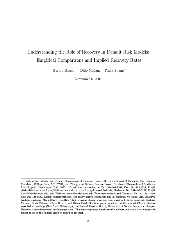 (PDF) Understanding the Role of Recovery in Default Risk Models ...
