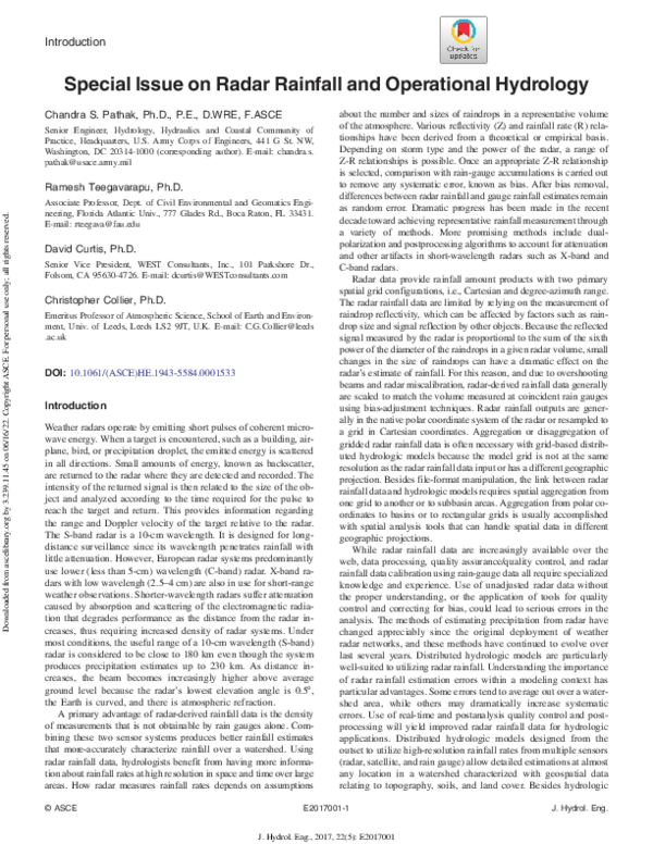 (PDF) Special Issue on Radar Rainfall and Operational Hydrology