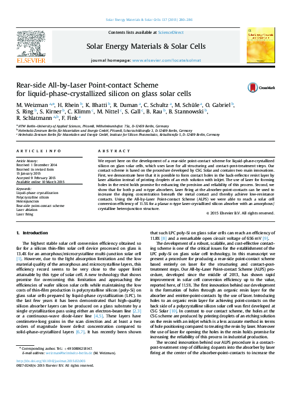 (PDF) Rear-side All-by-Laser Point-contact Scheme for liquid-phase ...