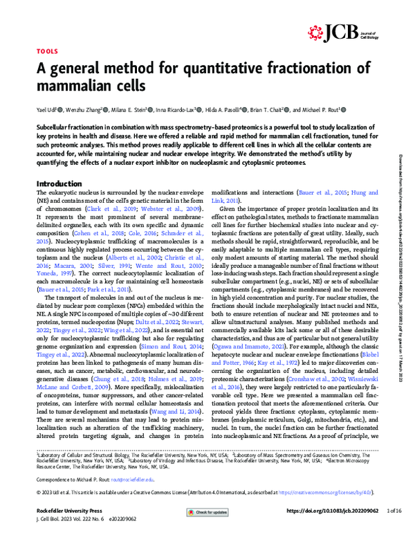(PDF) A general method for quantitative fractionation of mammalian ...