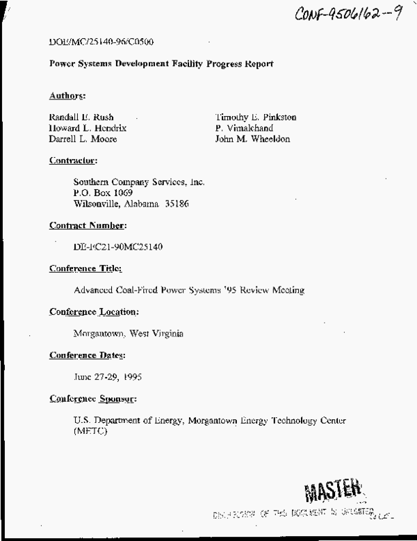 (PDF) Power Systems Development Facility progress report