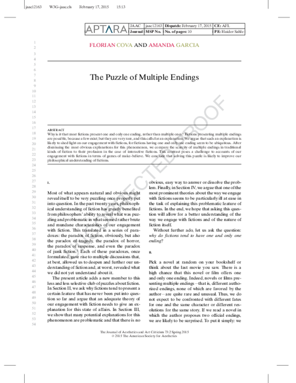 (PDF) The Puzzle of Multiple Endings