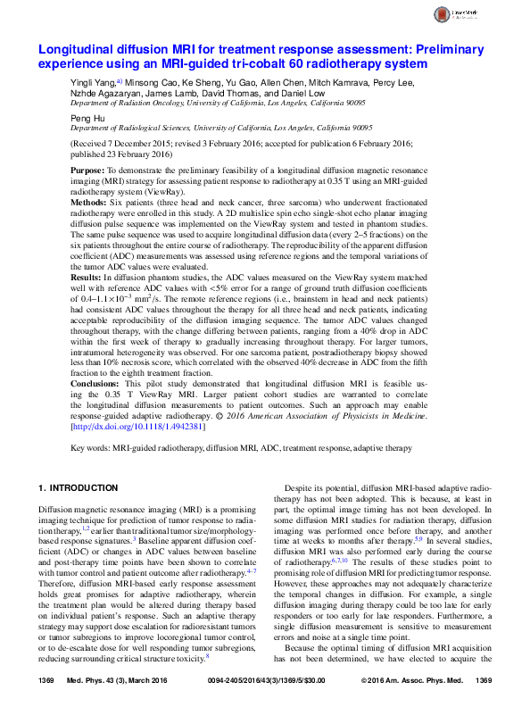 (PDF) Longitudinal diffusion MRI for treatment response assessment ...