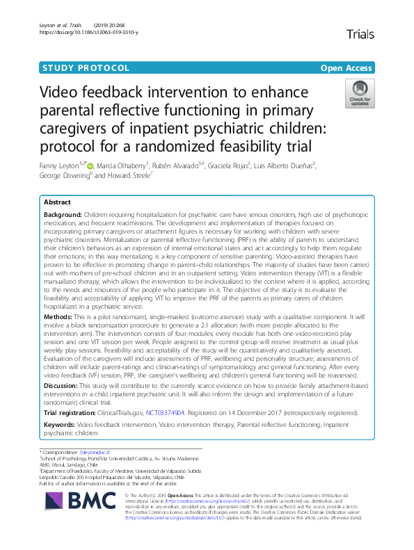 (PDF) Video feedback intervention to enhance parental reflective ...