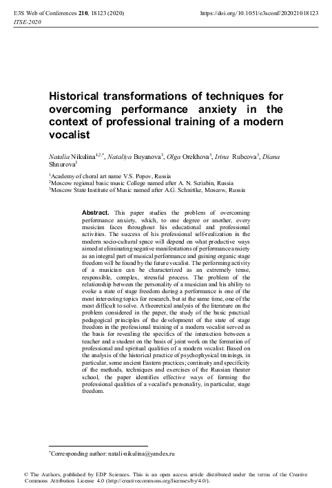(PDF) Historical transformations of techniques for overcoming performance anxiety in the context ...