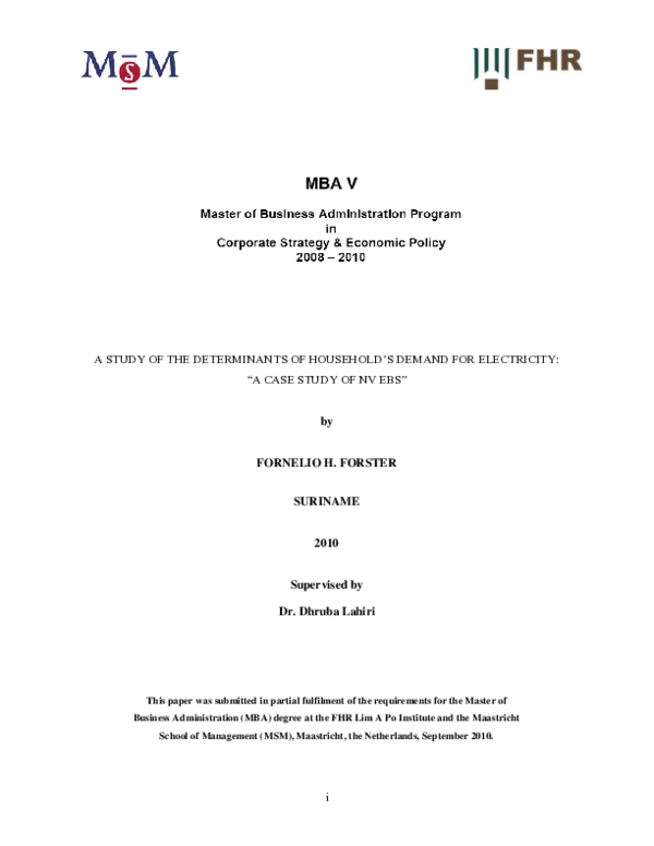 (PDF) A Study of the Determinants of Household's Demand for Electricity ...