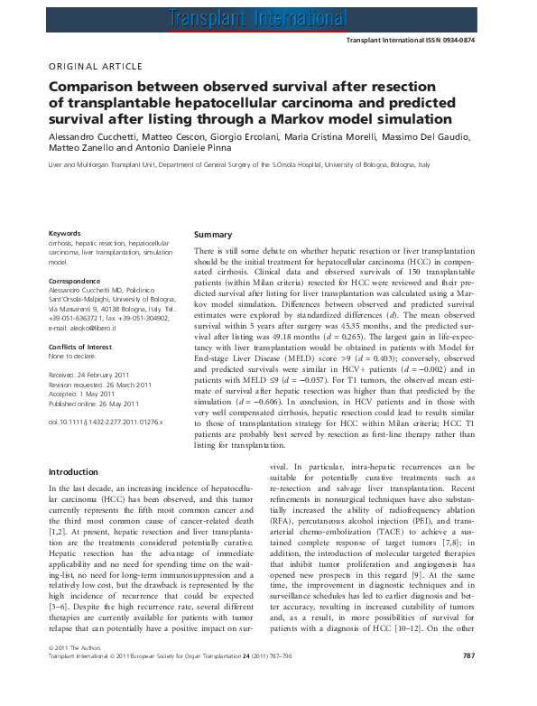 (PDF) Comparison between observed survival after resection of ...