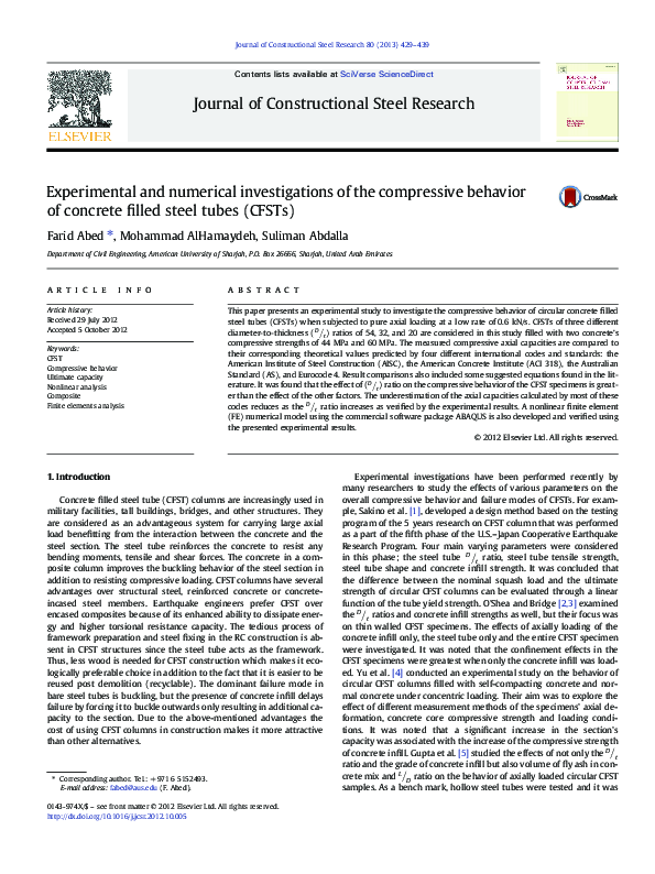 (PDF) Experimental and numerical investigations of the compressive ...