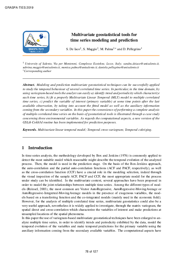 (PDF) Multivariate geostatistical tools for time series modeling and ...