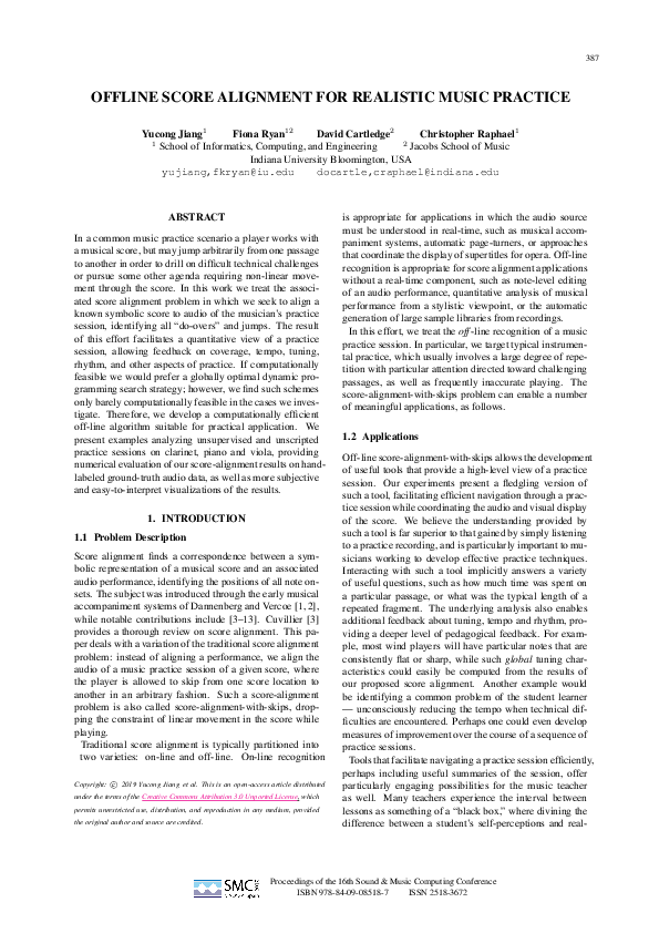 (PDF) Offline Score Alignment for Realistic Music Practice