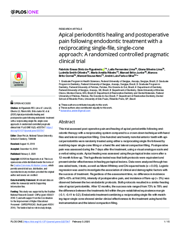 (PDF) Apical periodontitis healing and postoperative pain following ...