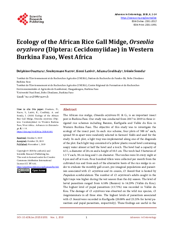 (PDF) Ecology of the African Rice Gall Midge, Orseolia oryzivora ...