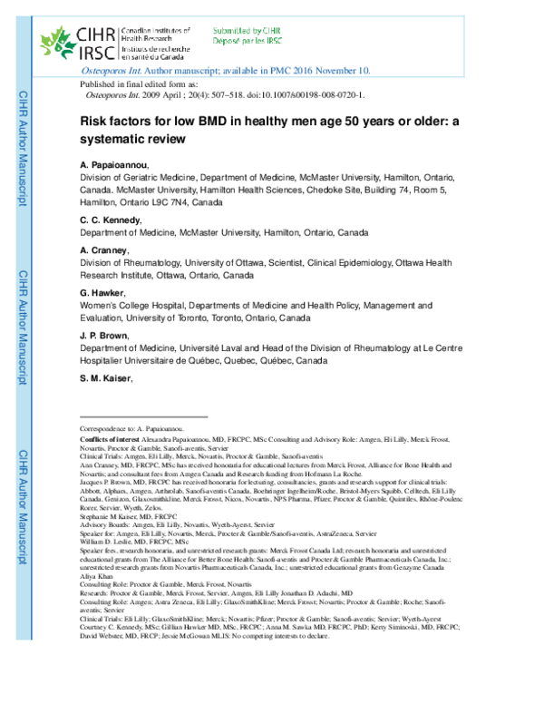 (PDF) Risk factors for low BMD in healthy men age 50 years or older: a ...
