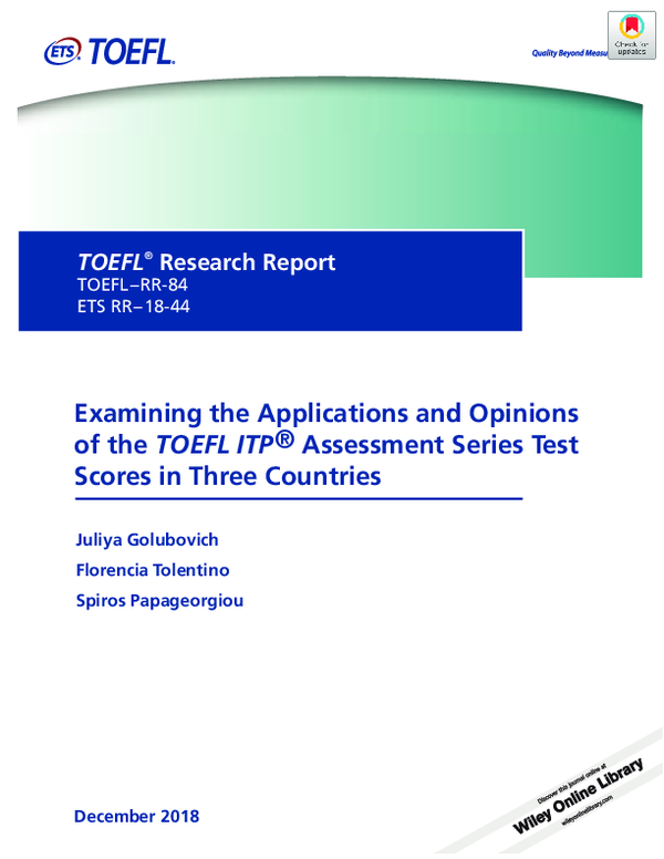(PDF) Examining the Applications and Opinions of the TOEFL ITP ...