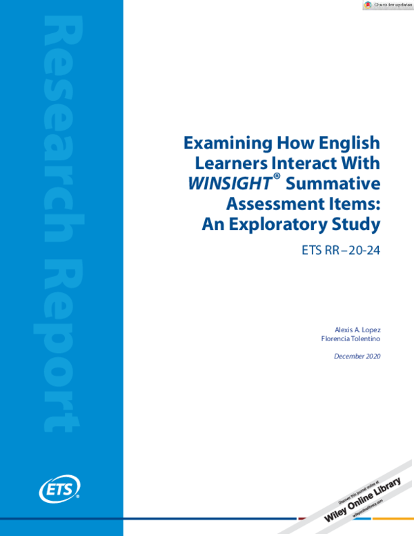 (PDF) Examining How English Learners Interact With WINSIGHT ® Summative ...
