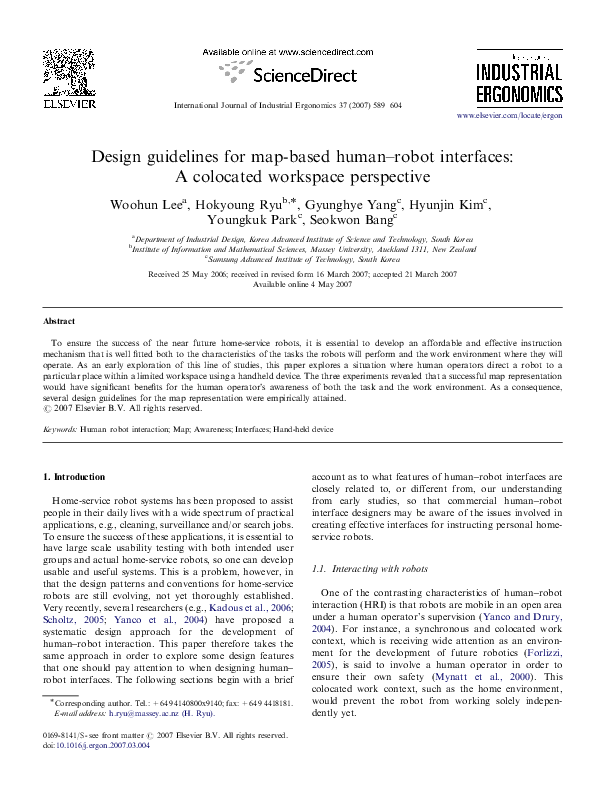 Design Guidelines For Map Based Humanrobot Interfaces A Colocated Workspace Perspective