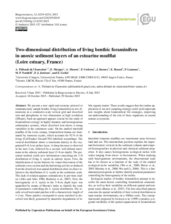 (PDF) Two-dimensional distribution of living benthic foraminifera in ...