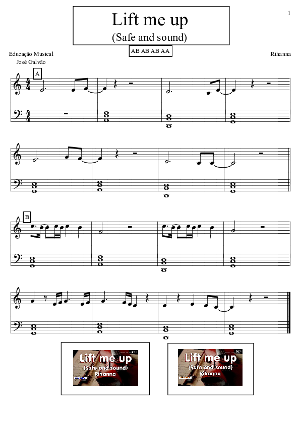 (PDF) Lift me up Safe and sound Rihanna Partitura Piano e Flauta ...