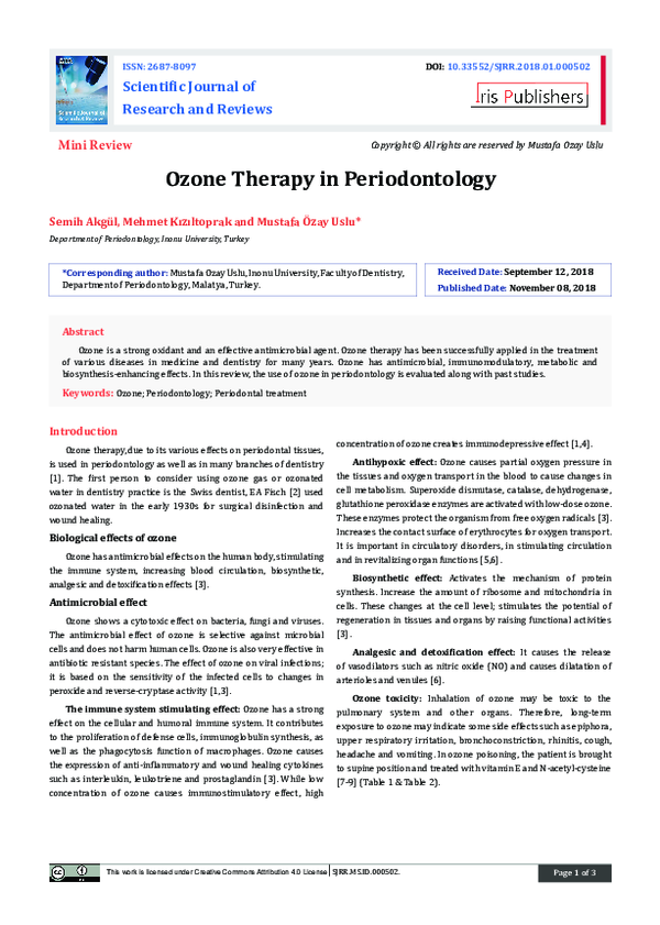 (PDF) Ozone Therapy in Periodontology