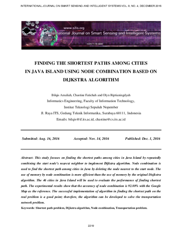 Pdf Finding The Shortest Paths Among Cities In Java Island Using Node Combination Based On
