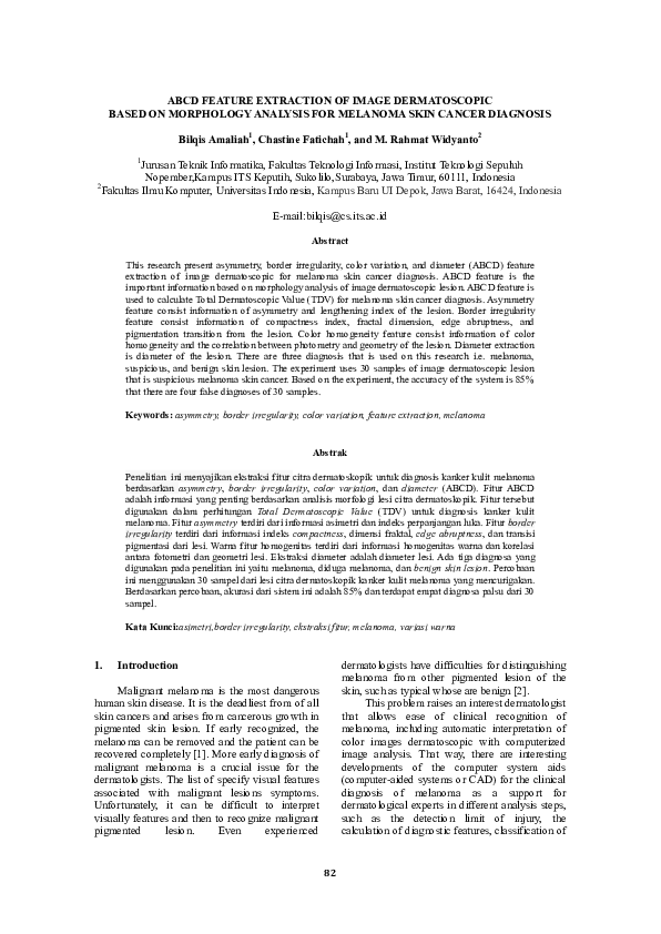 (PDF) Abcd Feature Extraction of Image Dermatoscopic Based on ...
