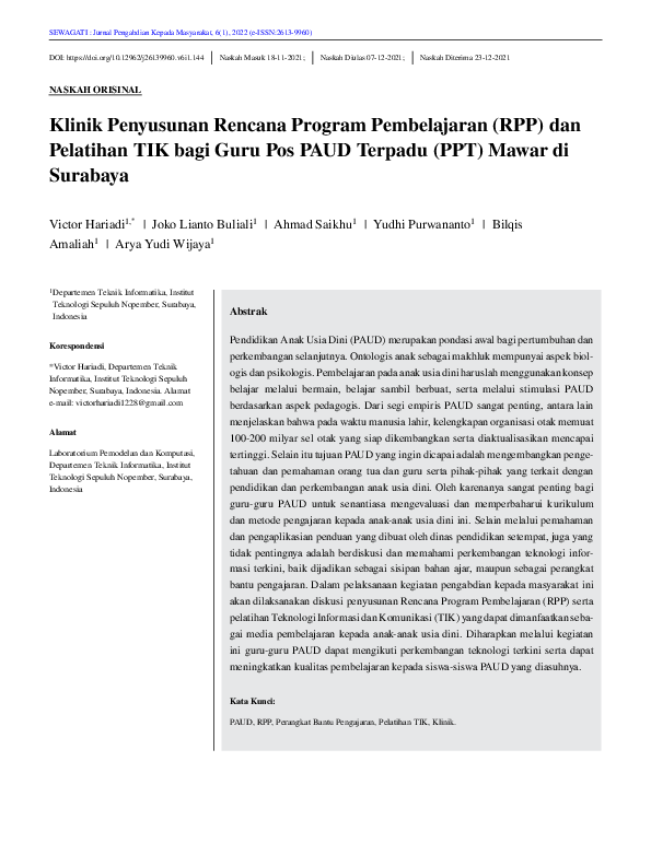 (PDF) Klinik Penyusunan Rencana Program Pembelajaran (RPP) dan ...