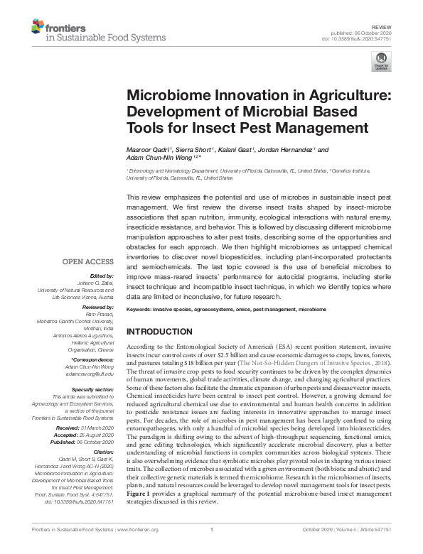 (PDF) Microbiome Innovation in Agriculture: Development of Microbial ...