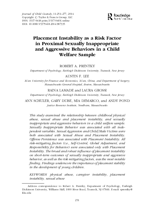 (PDF) Placement Instability as a Risk Factor in Proximal Sexually ...