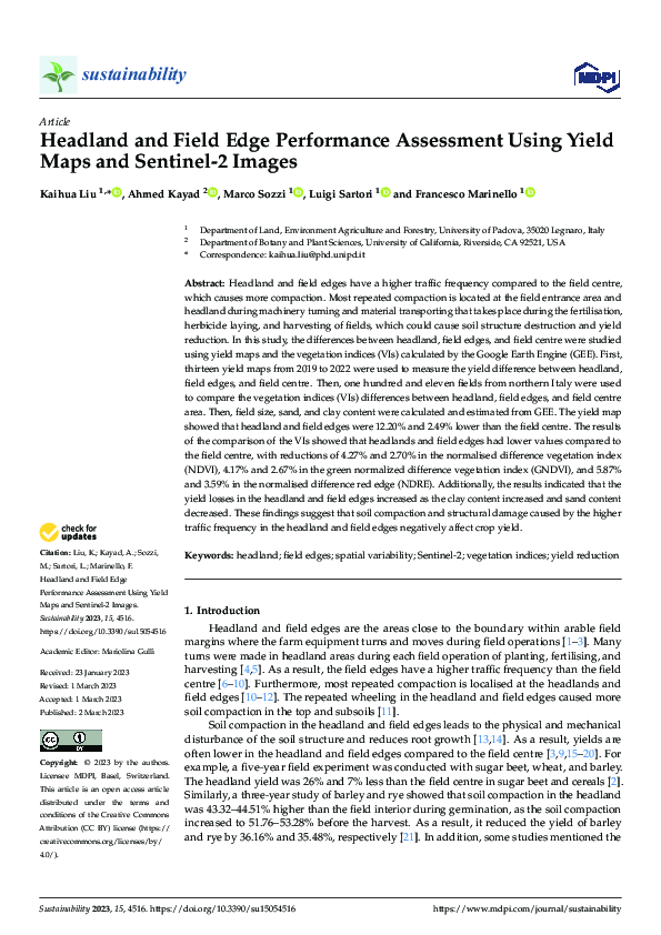 (PDF) Headland and Field Edge Performance Assessment Using Yield Maps ...