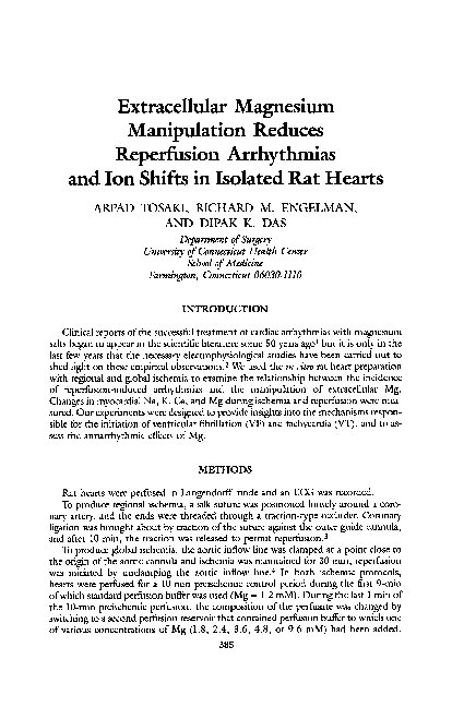 (PDF) Extracellular Magnesium Manipulation Reduces Reperfusion ...