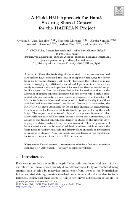 (PDF) A Fluid-HMI Approach for Haptic Steering Shared Control for the ...