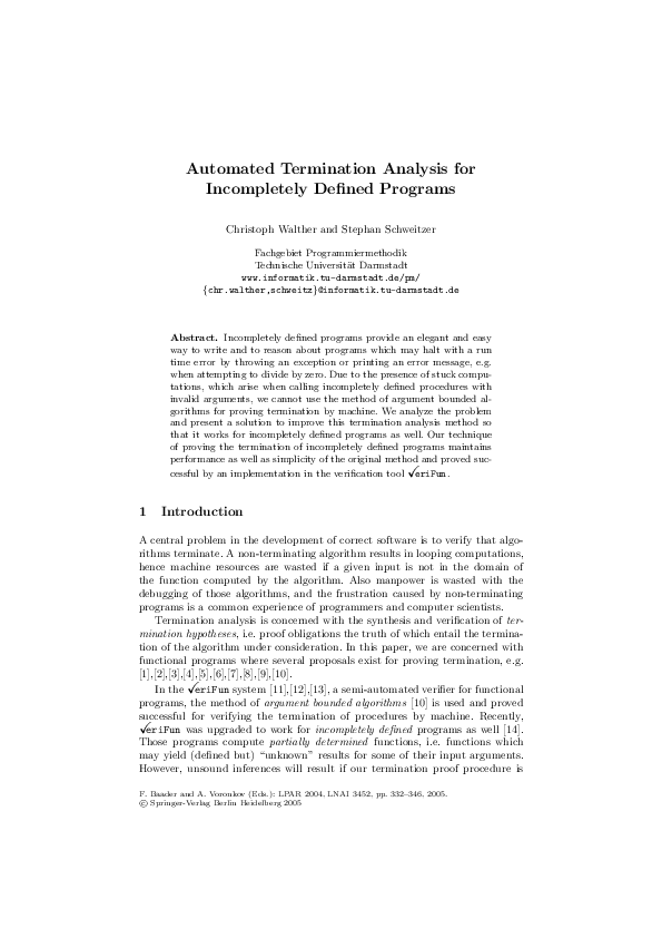 (PDF) Automated Termination Analysis for Incompletely Defined Programs